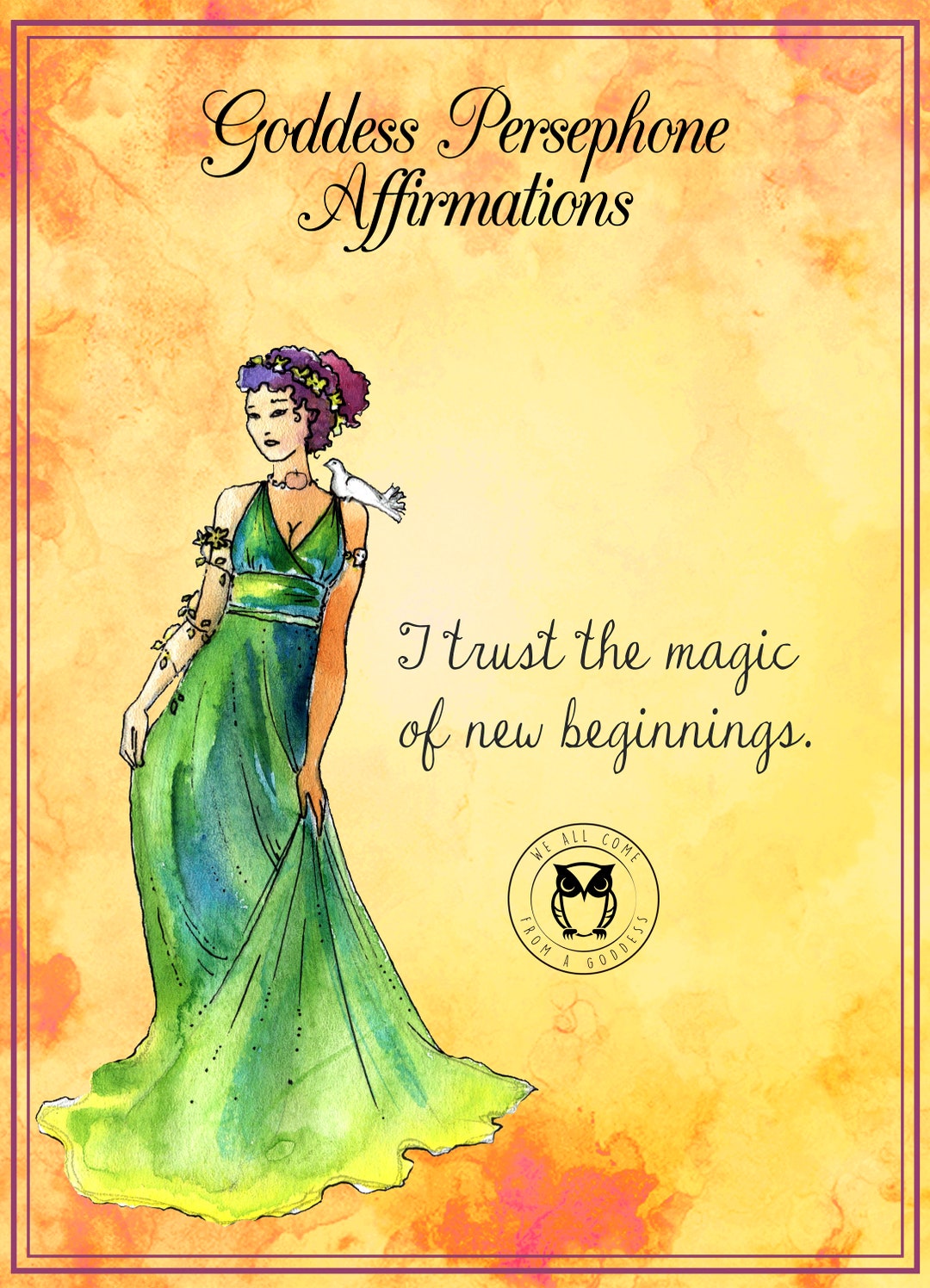 Goddess Persephone Affirmation Cards, 20 Different Messages/connect ...