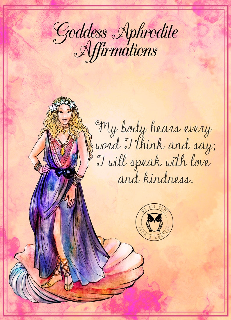 Goddess Aphrodite Affirmation Cards, 20 Different Messages/connect With ...