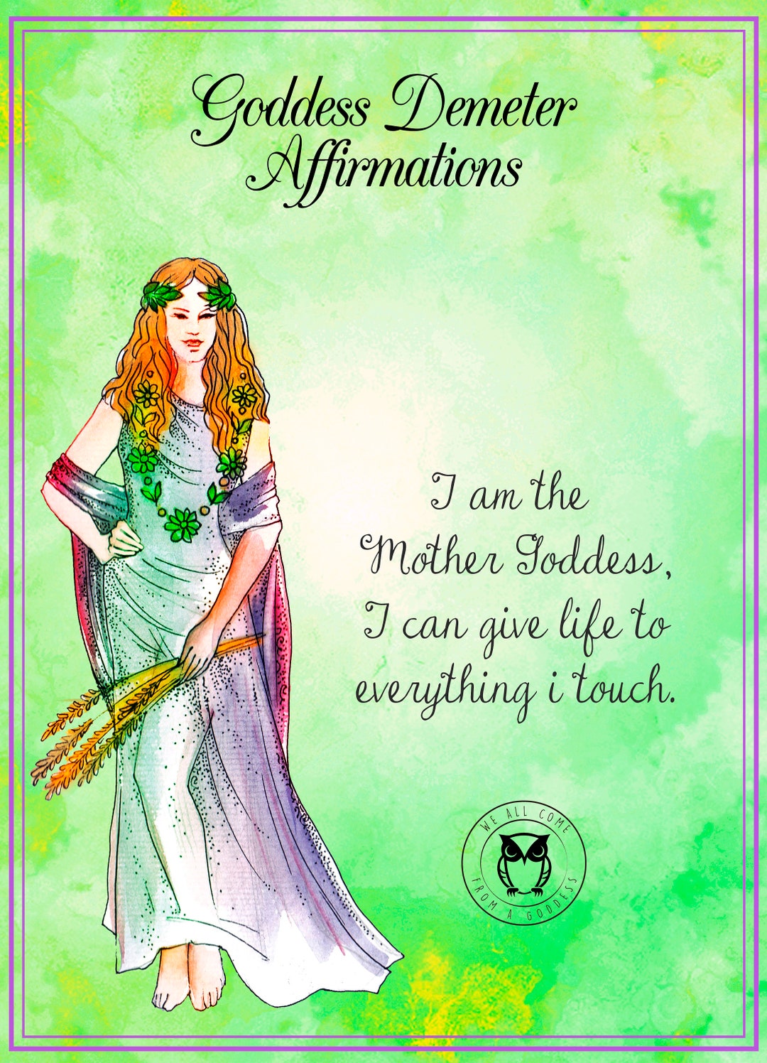 Demeter Affirmations/connect With the Mother Goddess,17 Different ...