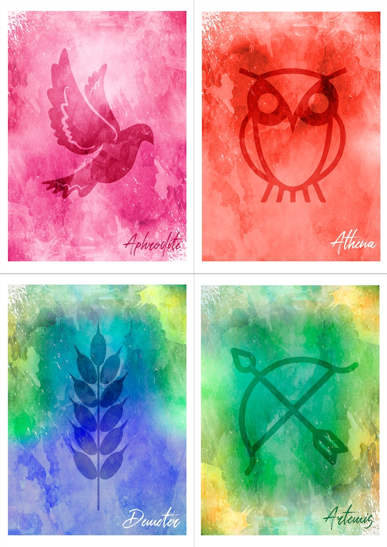 Greek Goddess Symbols Cards/8 Greek Goddess Symbols - Etsy