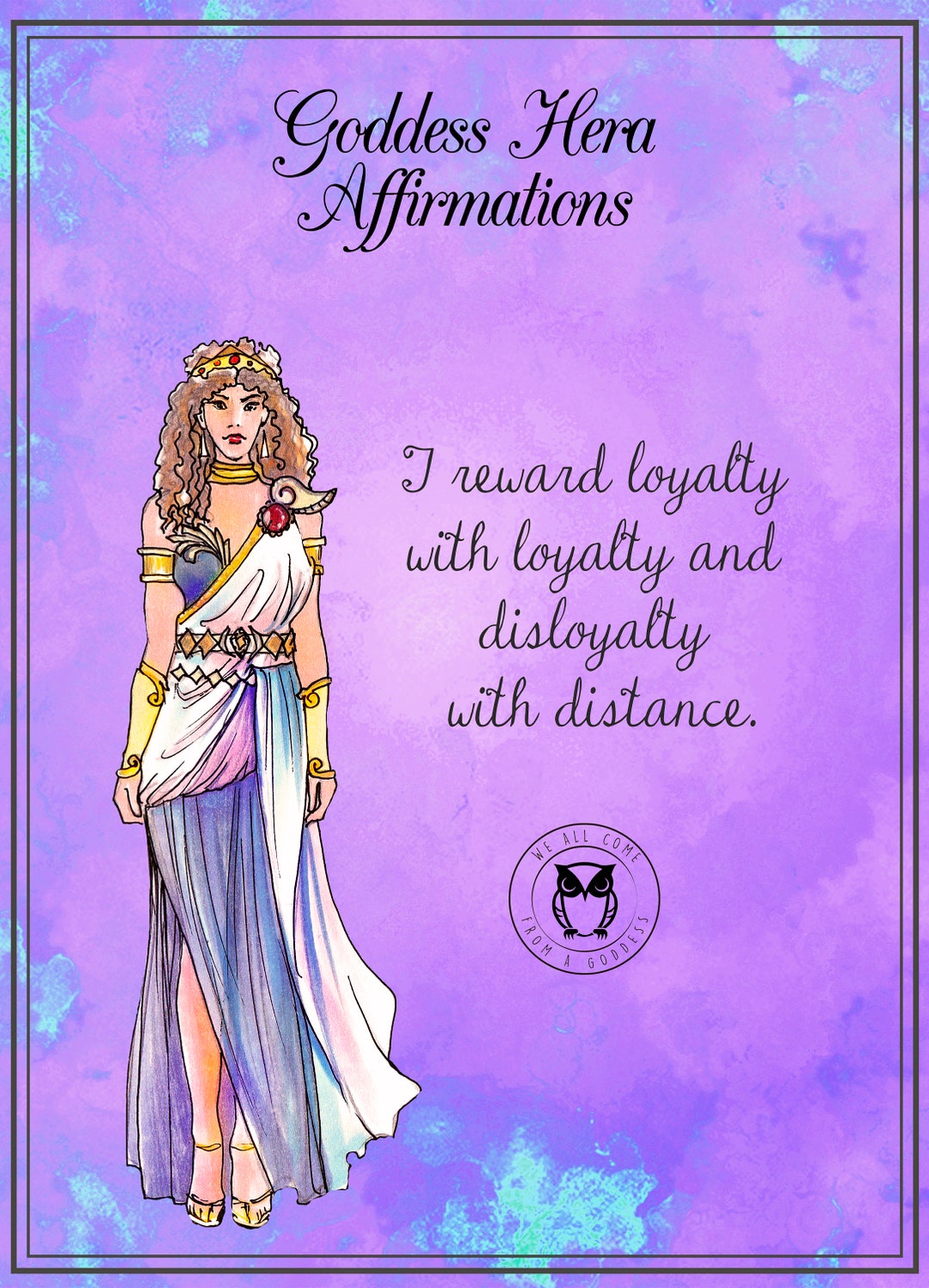 Hera Affirmations/goddess Hera Affirmation Cards, 16 Different Messages ...