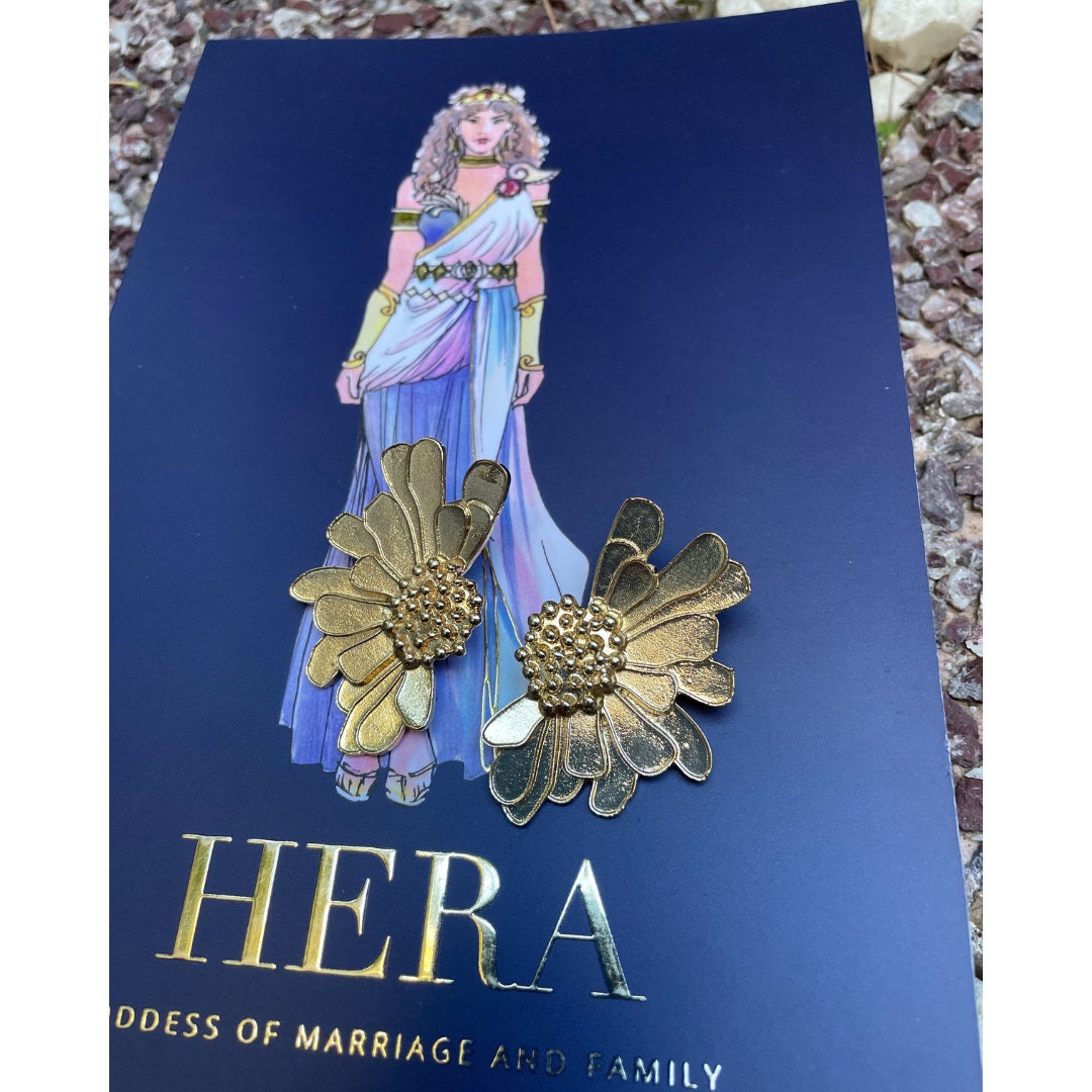 Hera Flower Earrings/greek Goddess Symbol Jewerly/goddess Hera - Etsy