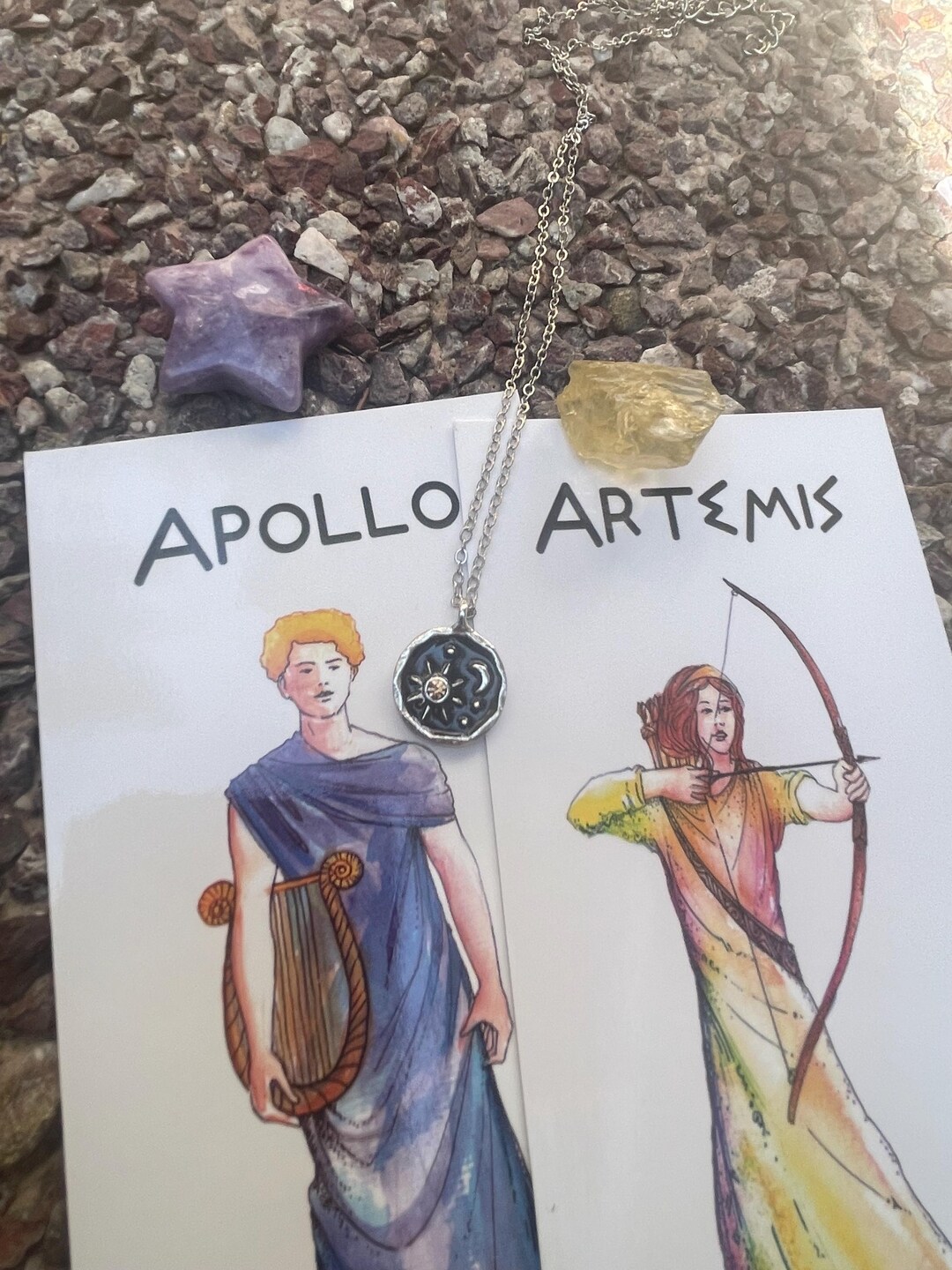 Apollo and Artemis Necklace/god of the Sun Necklace and Goddess of the ...