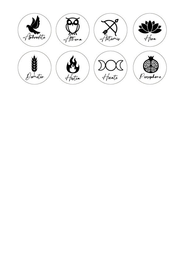 Greek Goddess symbols/ digital download/ 8 Greek Goddess | Etsy