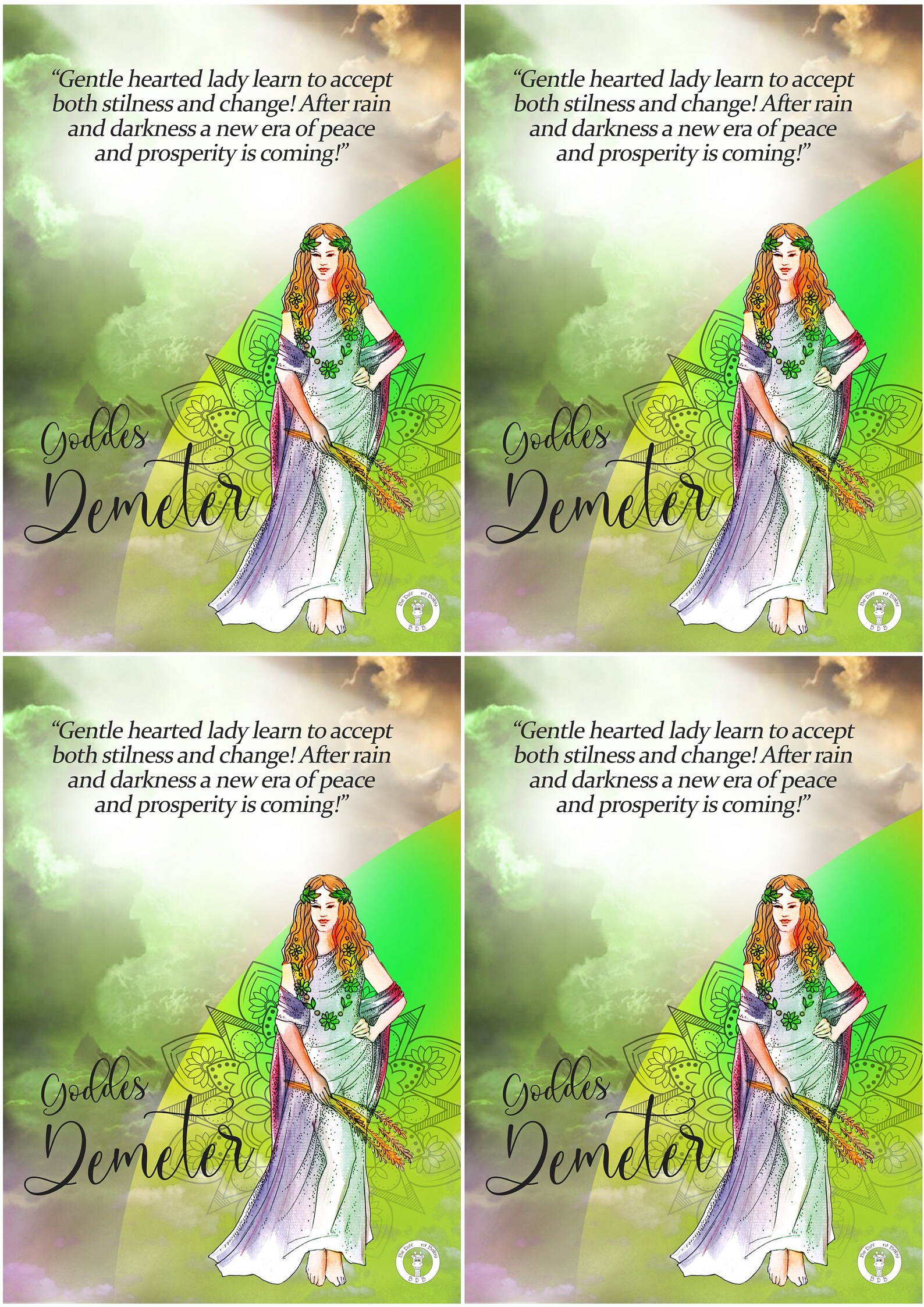 Goddess Demeter Art Print/goddess of Agriculture and Fertility/ Greek ...