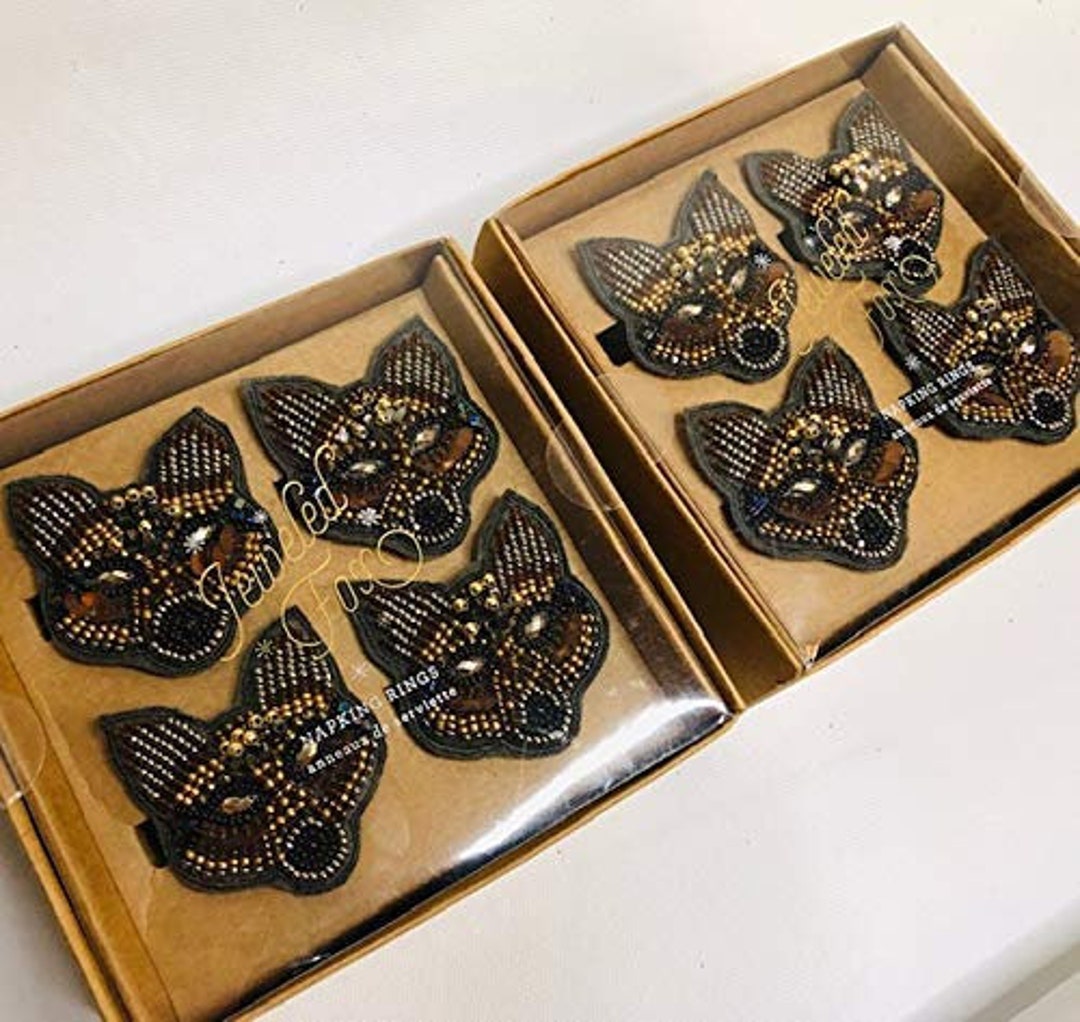 Jeweled Beaded Fox Napkin Rings 8 Total-new in the - Etsy