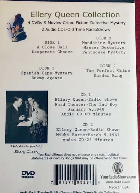 Ellery Queen Collection 9 Movies-4 Dvds Complete 1930s-1940s ...
