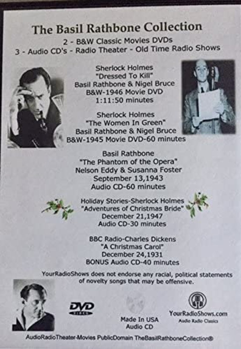 Basil Rathbone-sherlock Holmes Case Collection-2 B&W Movies-1945-1946-3 ...