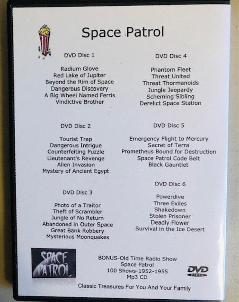 Space Patrol-68 Television Shows 2 Case Collection-rare B&W 12 Dvd's ...