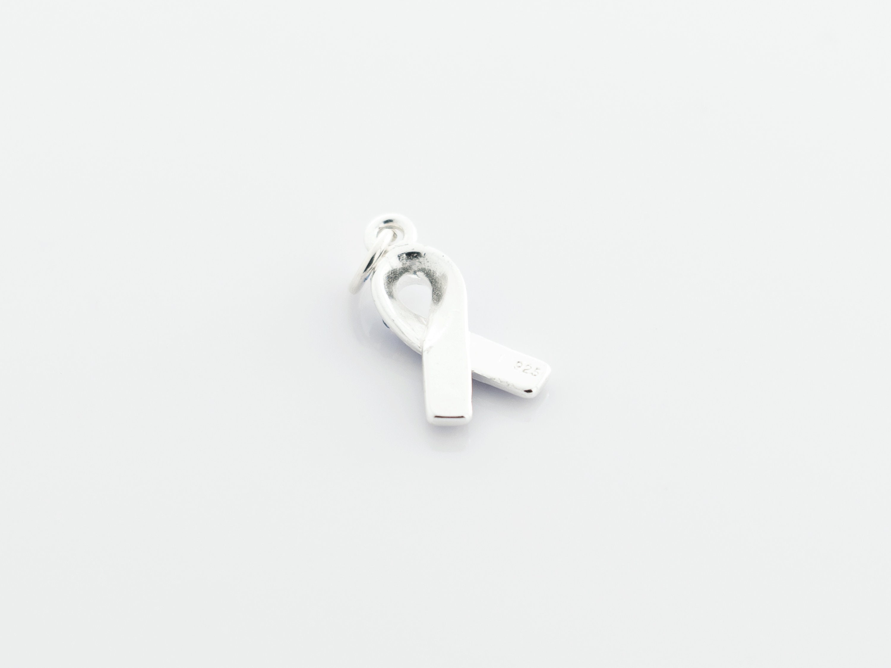 Blue CZ Sterling Silver Awareness Ribbon Charm, Awareness Ribbon Charm ...