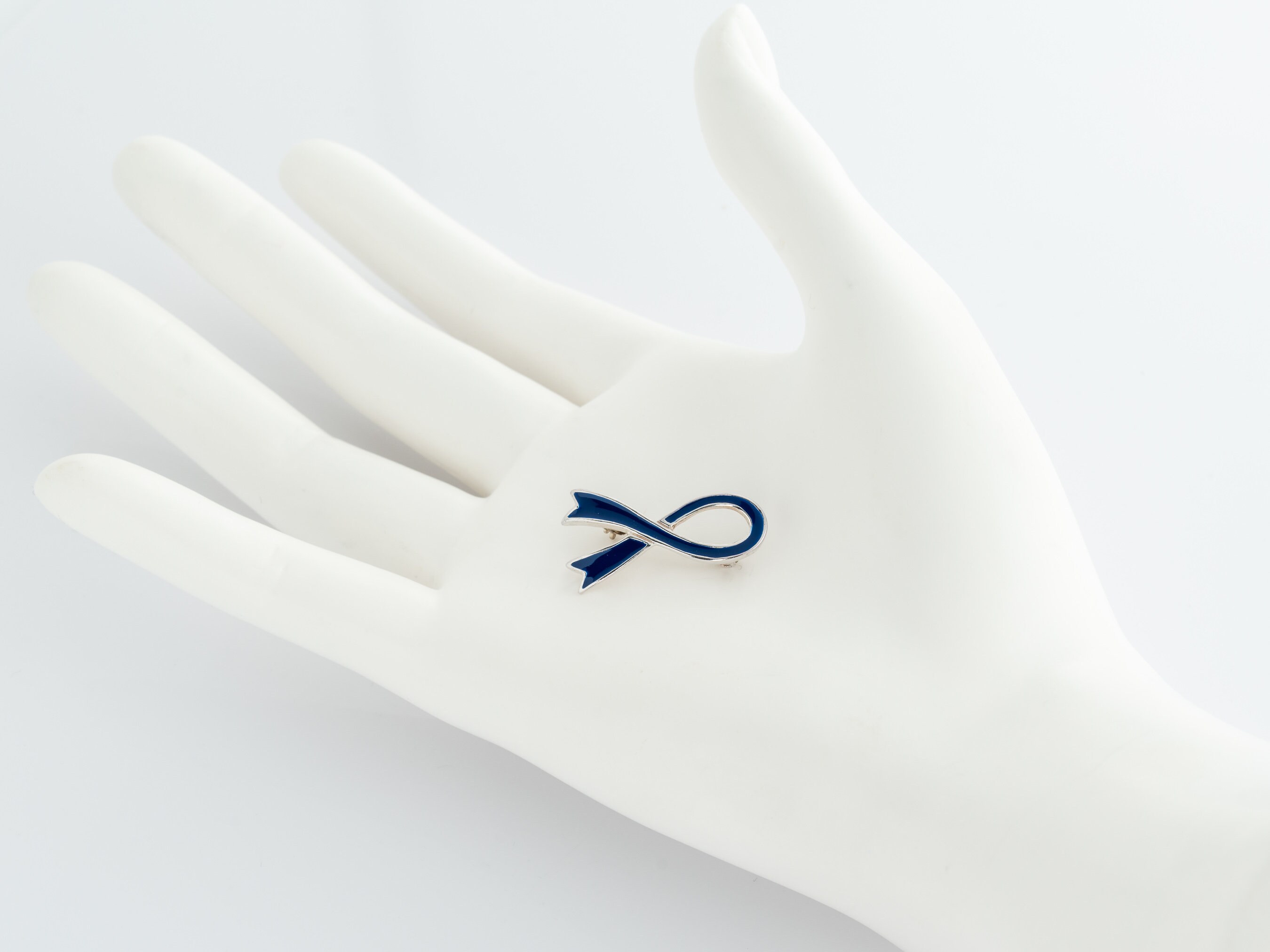 Blue Enamel Sterling Silver Awareness Ribbon Pin, Colon Cancer ...