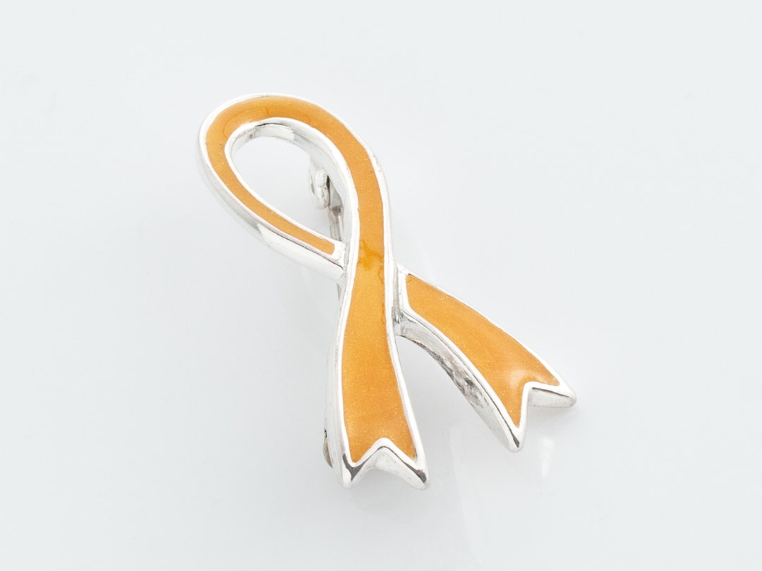Gold Enamel Sterling Silver Awareness Ribbon Pin, Childhood Cancer ...