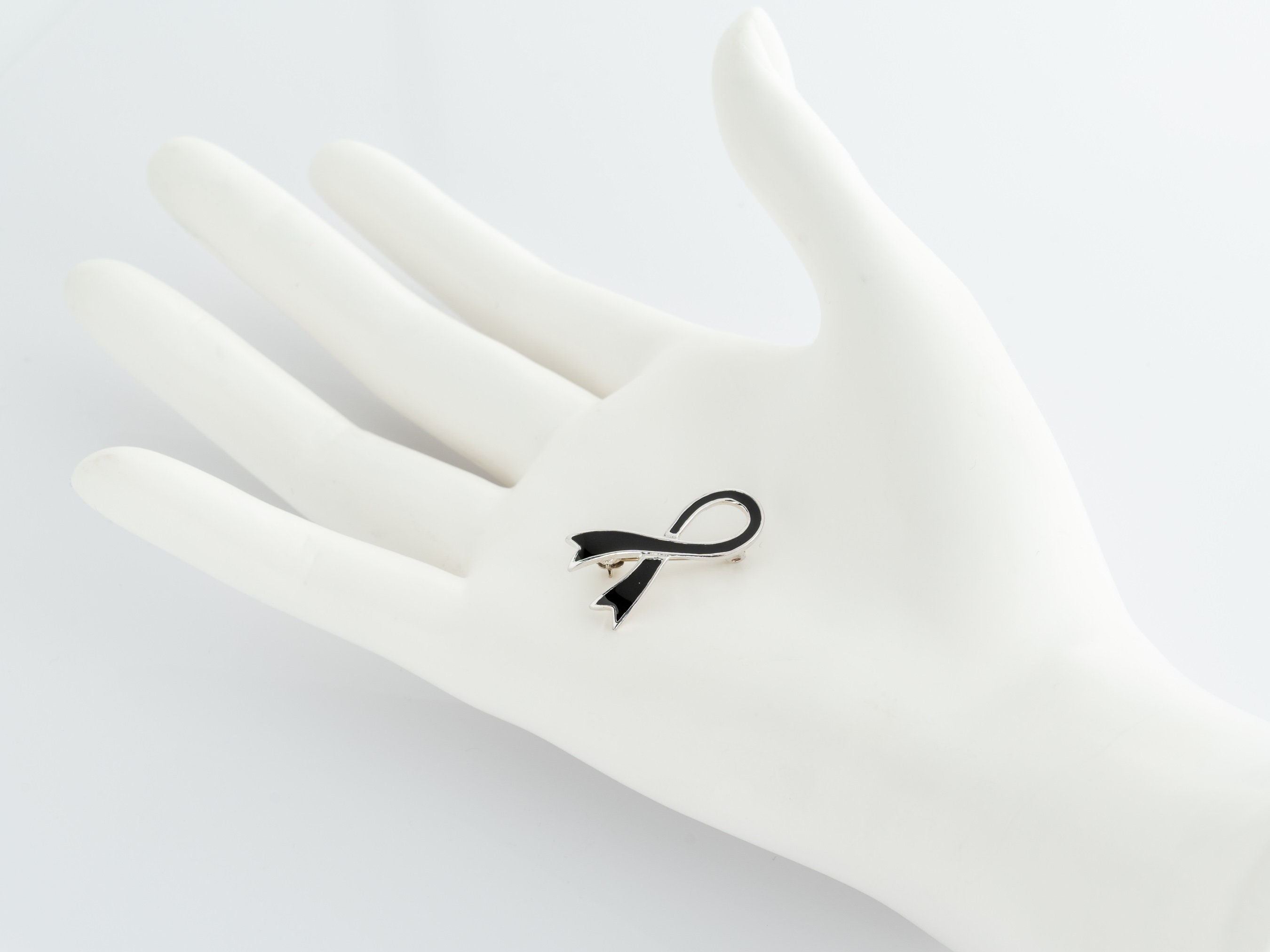 Black Enamel Sterling Silver Awareness Ribbon Pin, Mourning, Insomnia ...