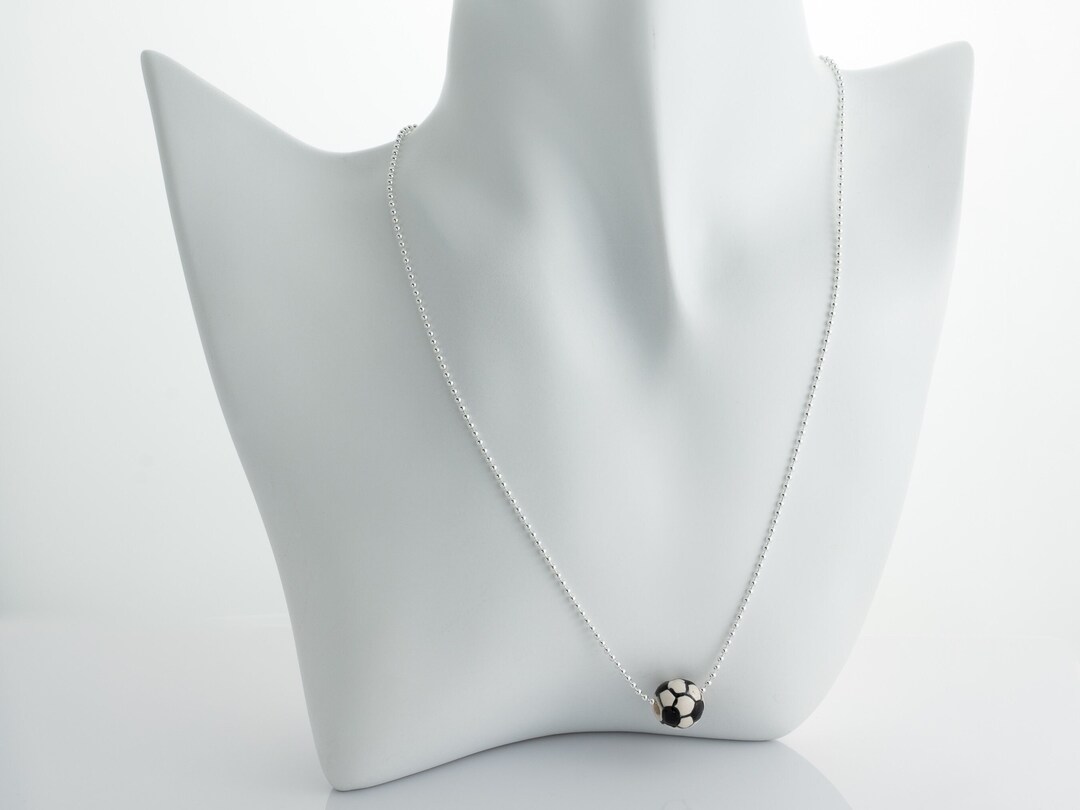 Ceramic Soccer Ball on Sterling Silver Beaded Chain, Soccer Ball ...