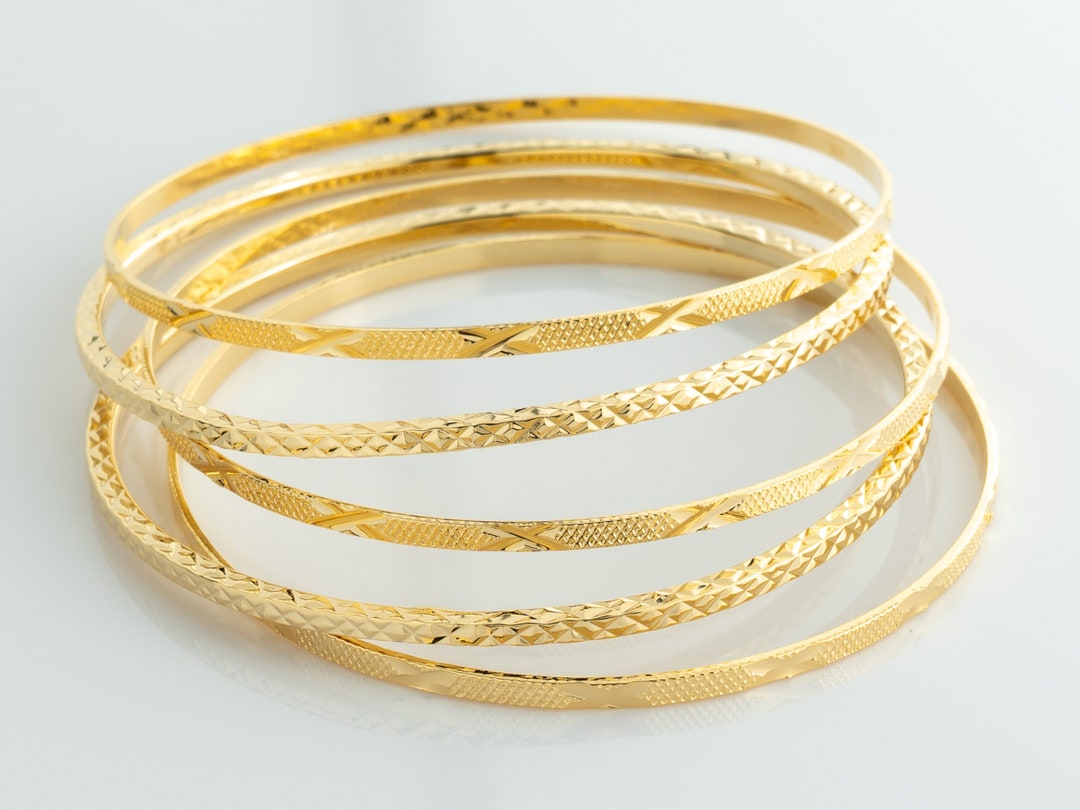 Gold Plated Over Sterling Silver Design Bangles, SCBR080 - Etsy