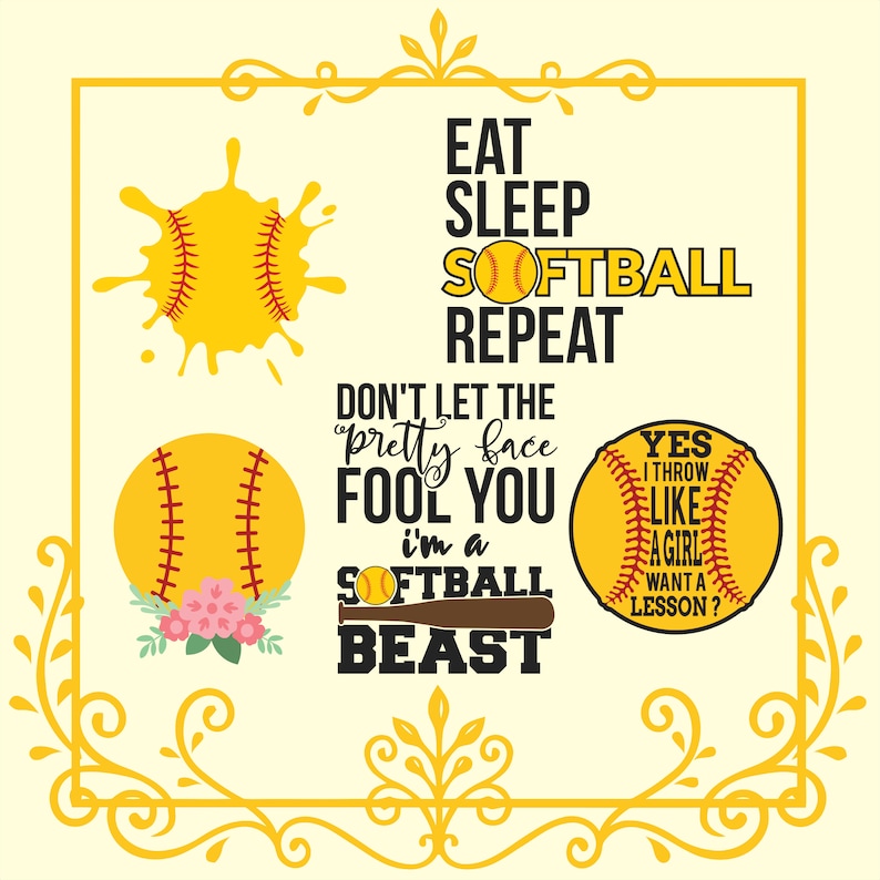 24 Softball Bundle,softball Clipart,softball Svg,softball Vector ...