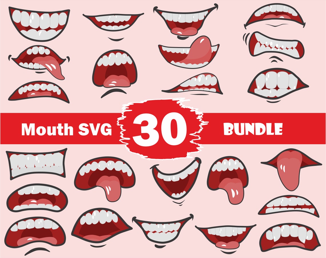 30 Mouth Clipart Bundle,svg,pdf,eps,dxf,png - Etsy