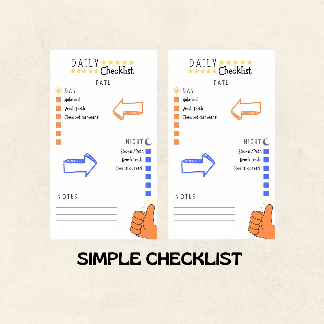 Simple Daily Checklist Template - Etsy