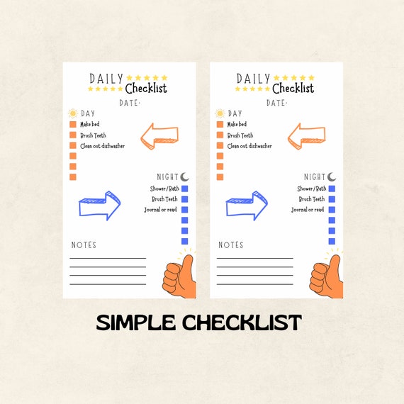 Simple Daily Checklist Template - Etsy