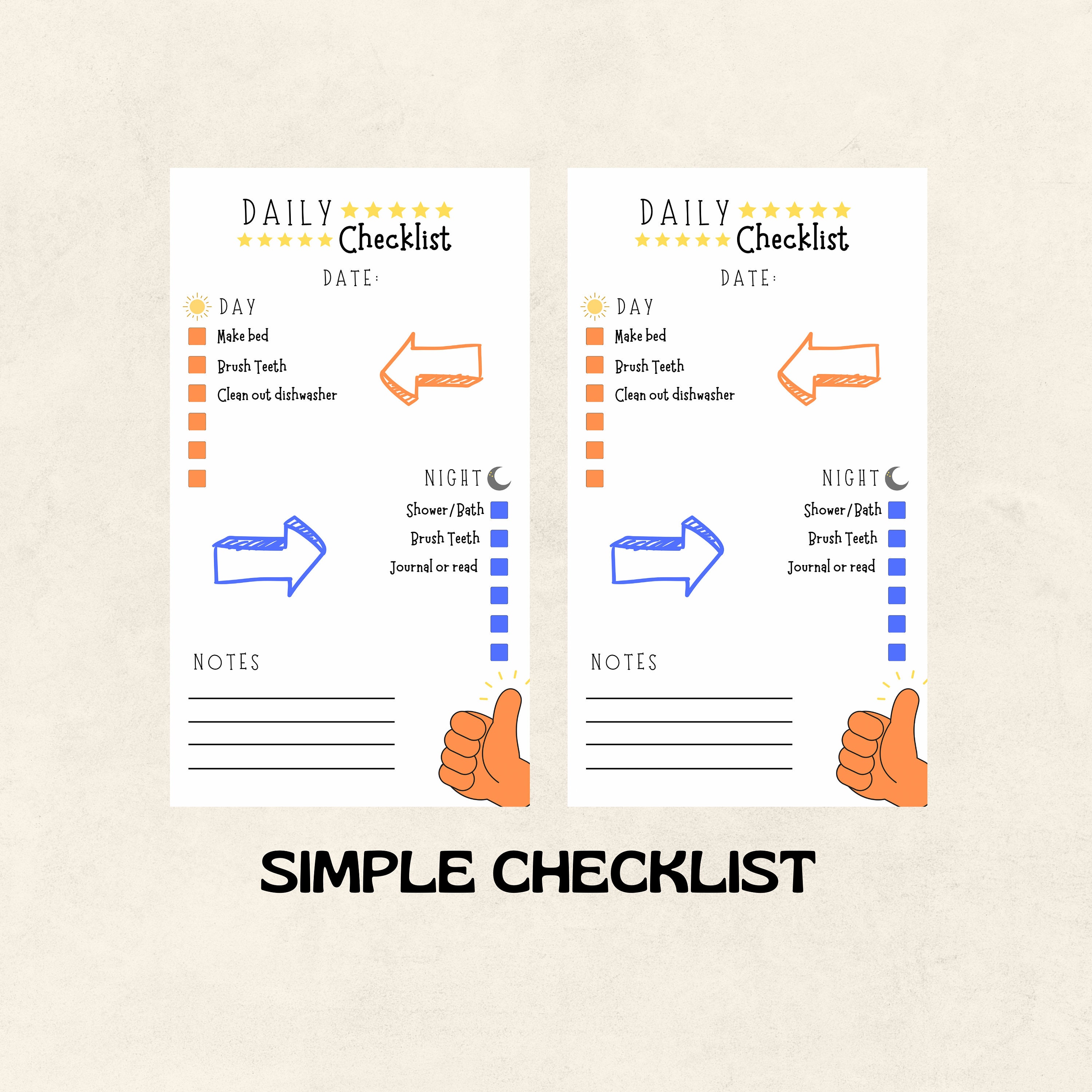 Simple Daily Checklist Template - Etsy