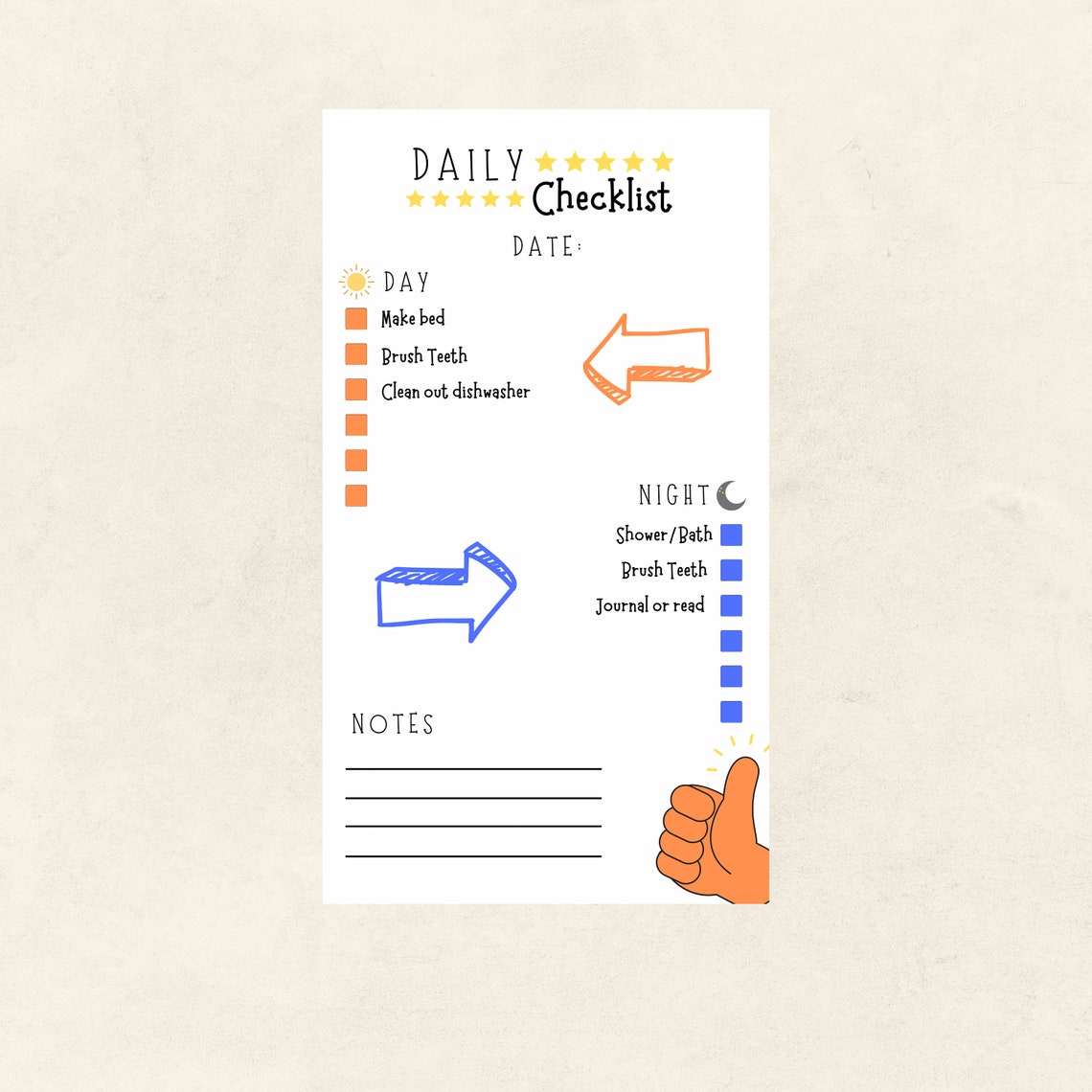 Simple Daily Checklist Template - Etsy