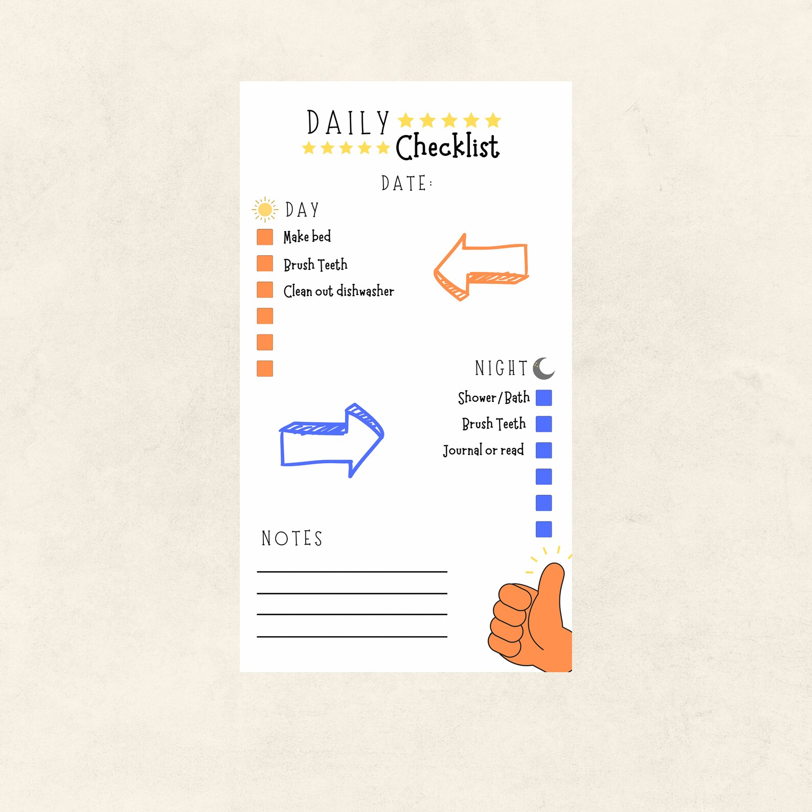 Simple Daily Checklist Template - Etsy