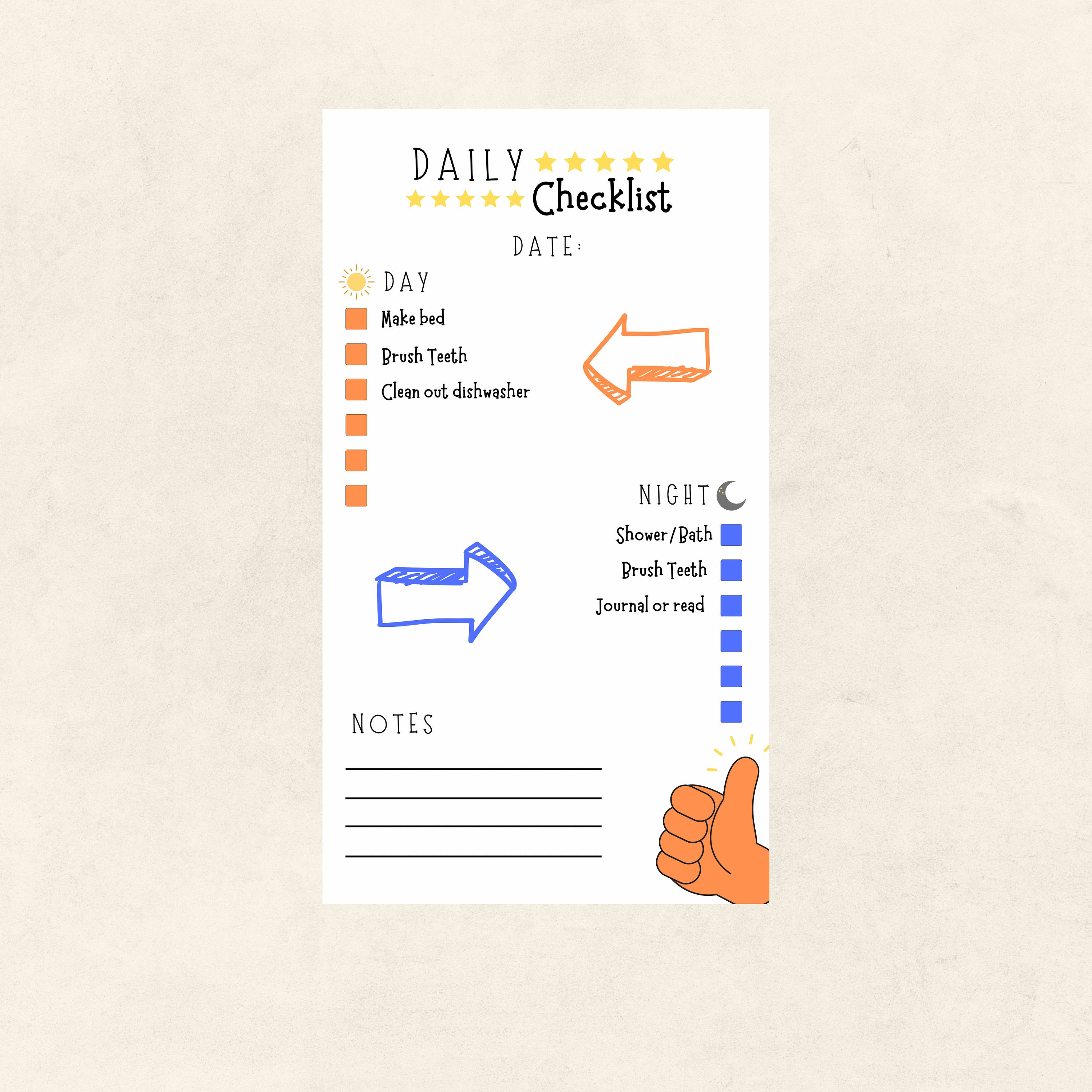 Simple Daily Checklist Template - Etsy