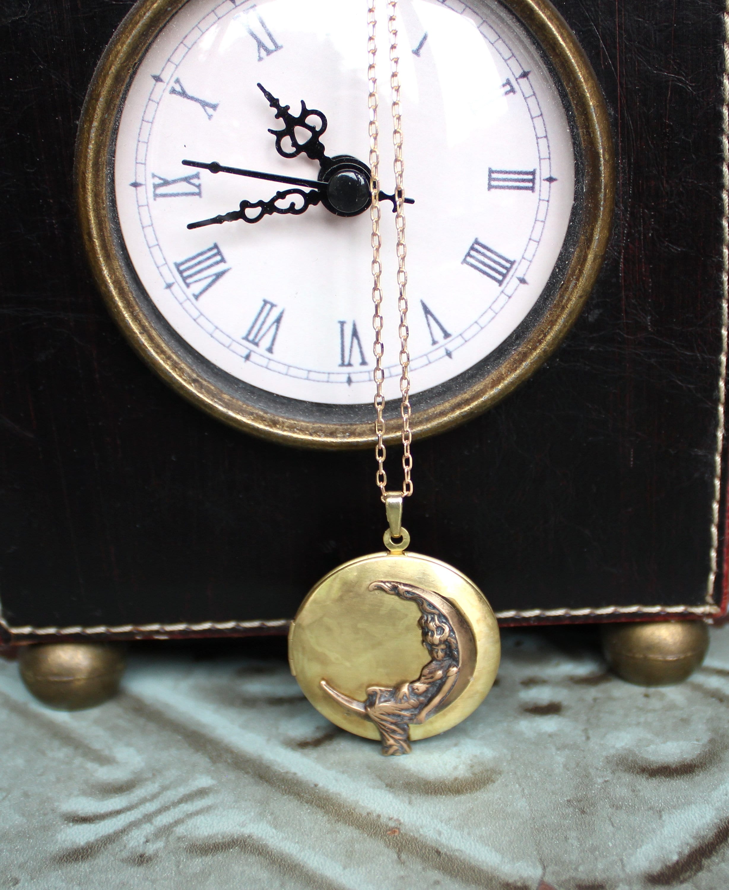 Art Nouveau Style Antiqued Brass Moon Goddess Locket - Etsy
