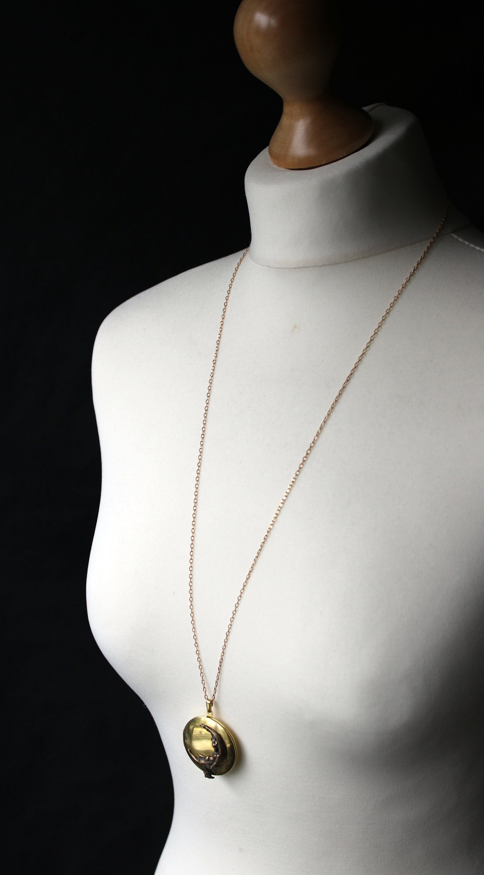 Art Nouveau Style Antiqued Brass Moon Goddess Locket - Etsy