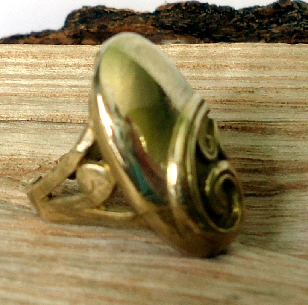 Large Vintage Style Adjustable Oval Brass Ring - Etsy