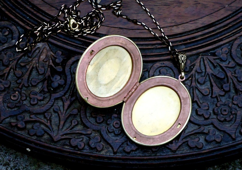 Extra Large Oval Art Nouveau Inspired Brass Locket on a Matching ...