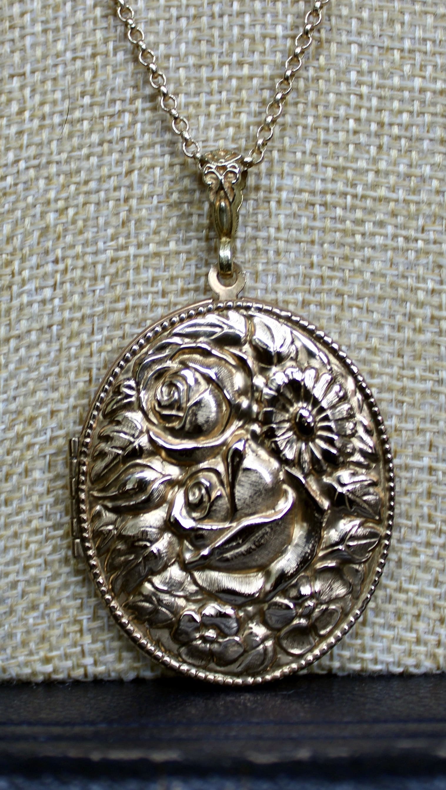 Extra Large Oval Vintage Brass Locket With Repousse Flowers - Etsy