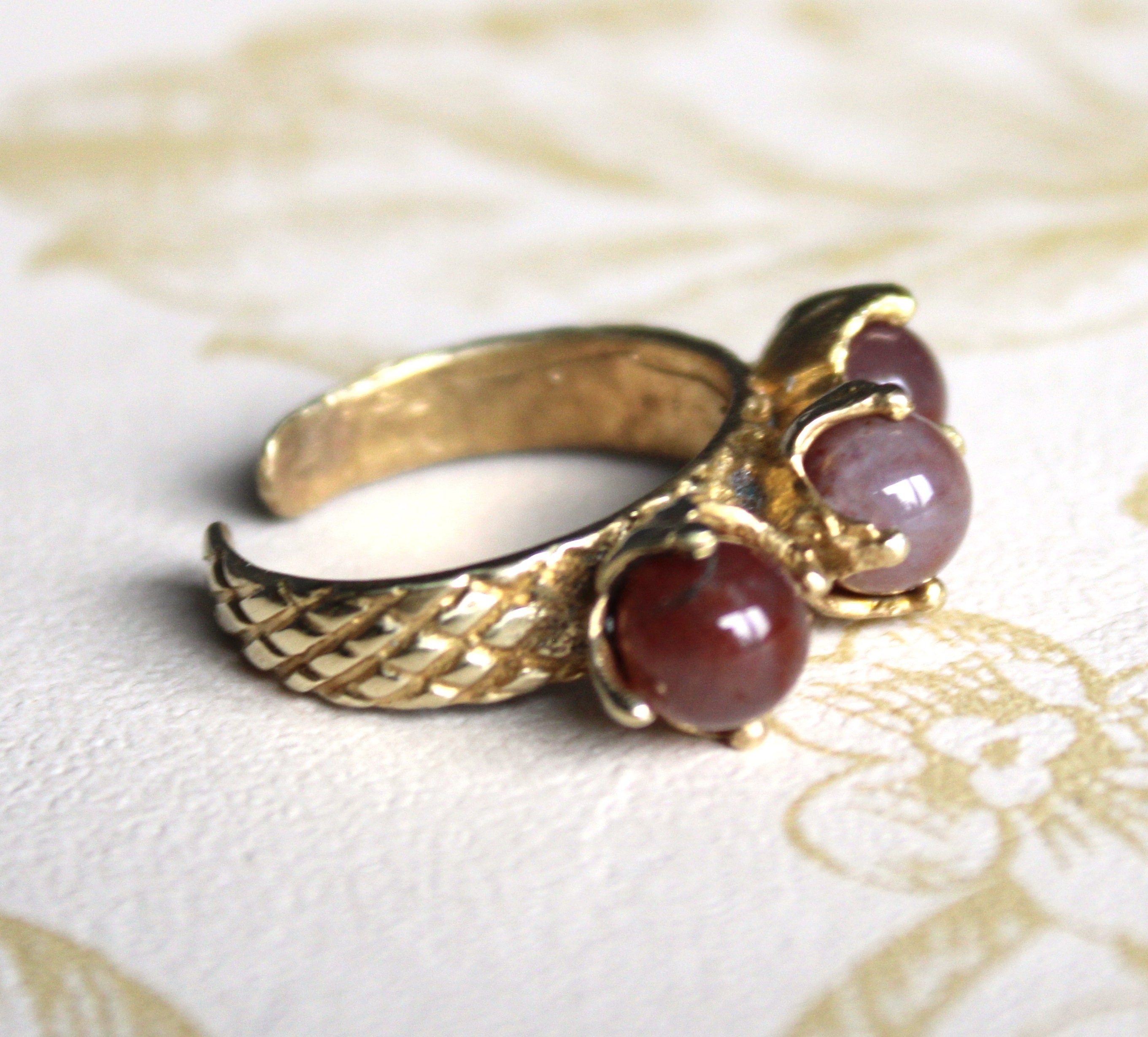 Large Adjustable Retro Style Indian Agate Ring - Etsy
