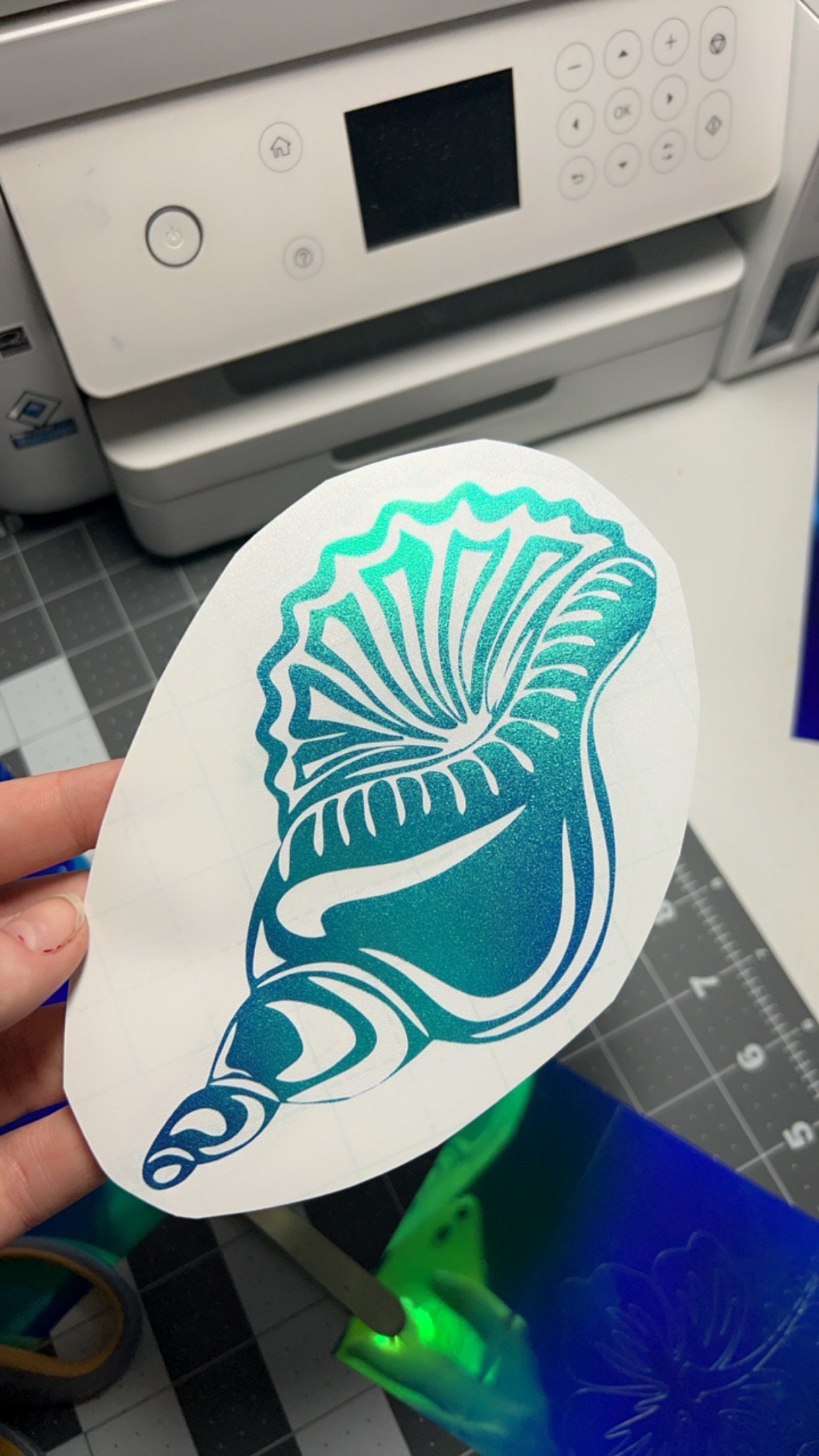 Magical Conch Sea-shell Vinyl Decal Holographic Window Sticker for Cars ...