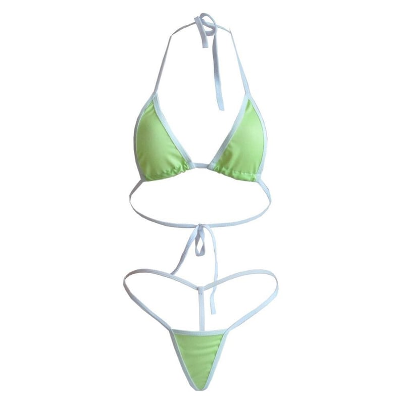 Extreme Micro Bikini Micro Mini Bikini Green Triangle Bikini - Etsy UK