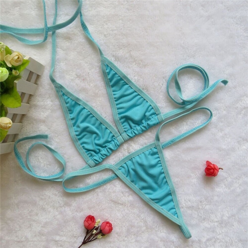 Green Extreme Micro Bikini Triangle Bikini Crotchless Bikini Etsy Singapore