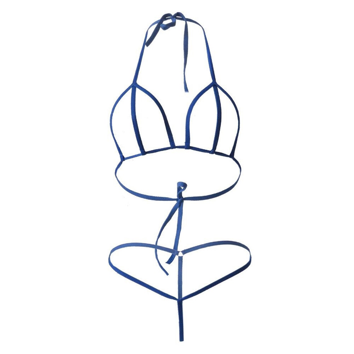 Blue Crotchless Bikini Extreme Micro Bikini Crotch Bikini Open Crotch Bikini Micro Mini Bikini