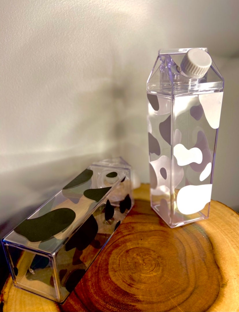 Cow Print Milk Carton Water Bottle - Etsy