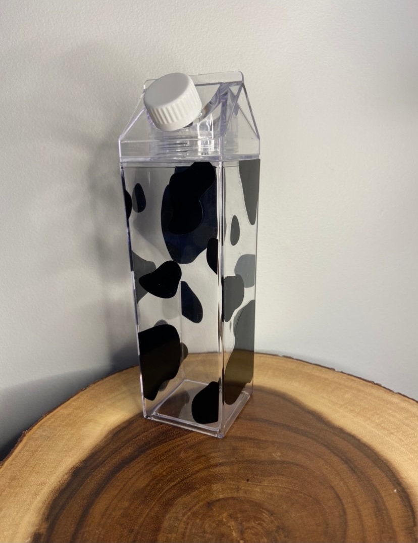 Cow Print Milk Carton Water Bottle - Etsy