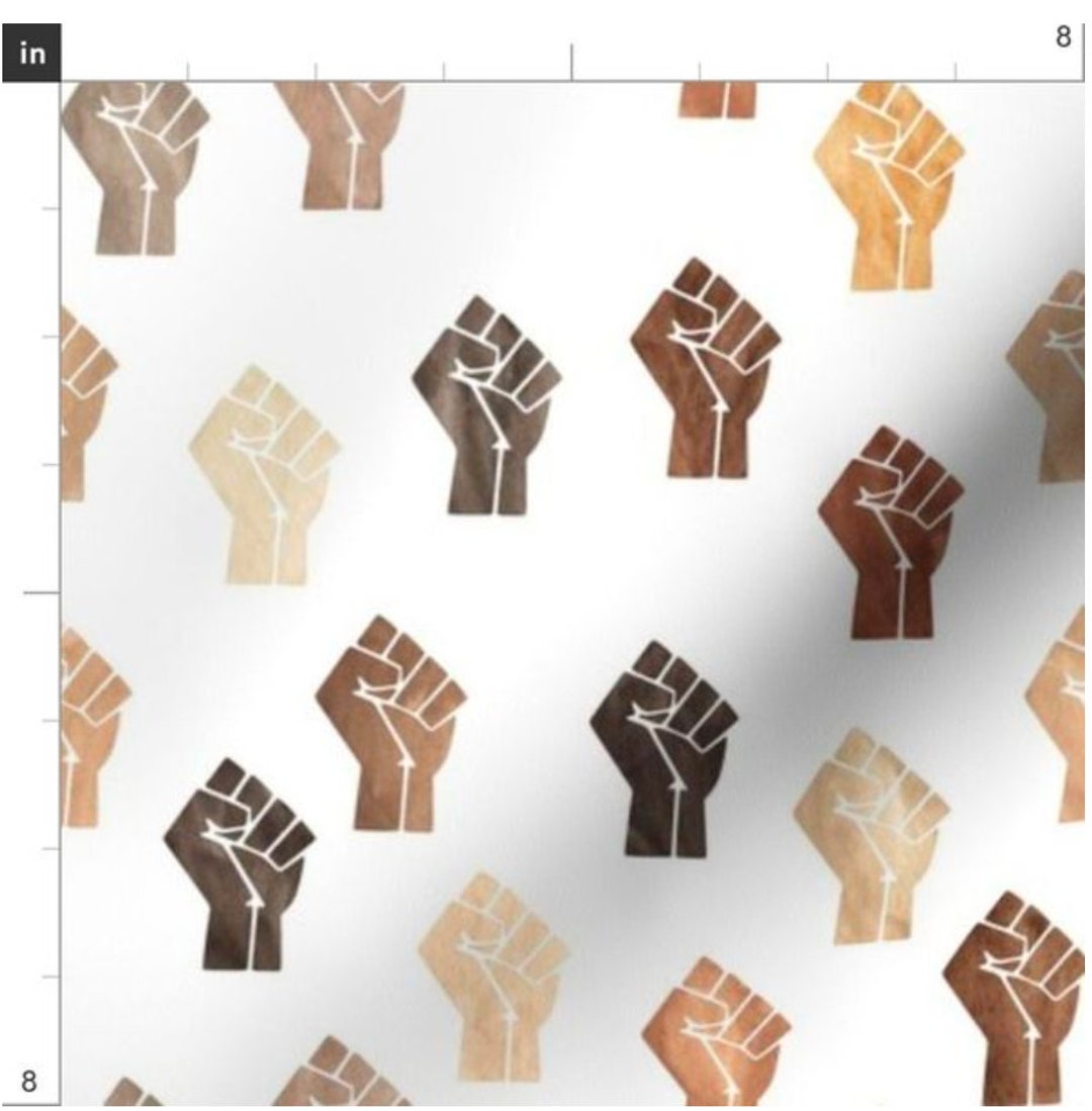 Skin Tone Black Lives Matter Fist Logo Fabric by the Yard Earth Tone ...