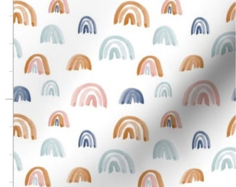 Earth Tone Retro Rainbows Fabric by the Yard Neutral Rainbows Rainbow ...