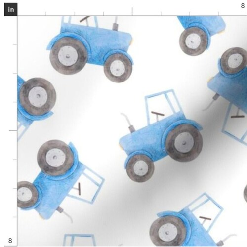 Tractor Fabric Blue Tractors Farm Fabric by - Etsy
