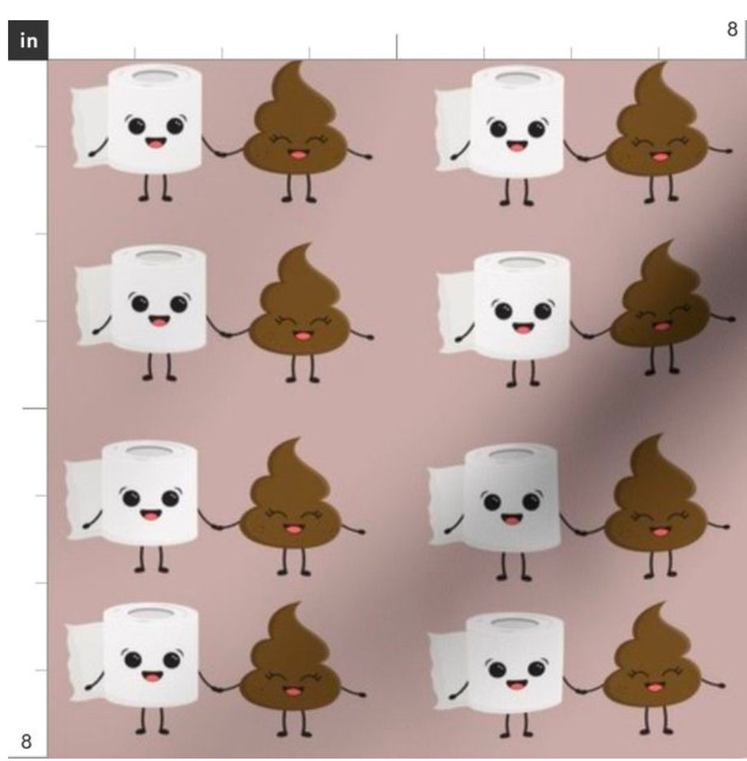 Best Friends Poop & Toilet Paper Fabric by the Yard Funny Kawaii ...