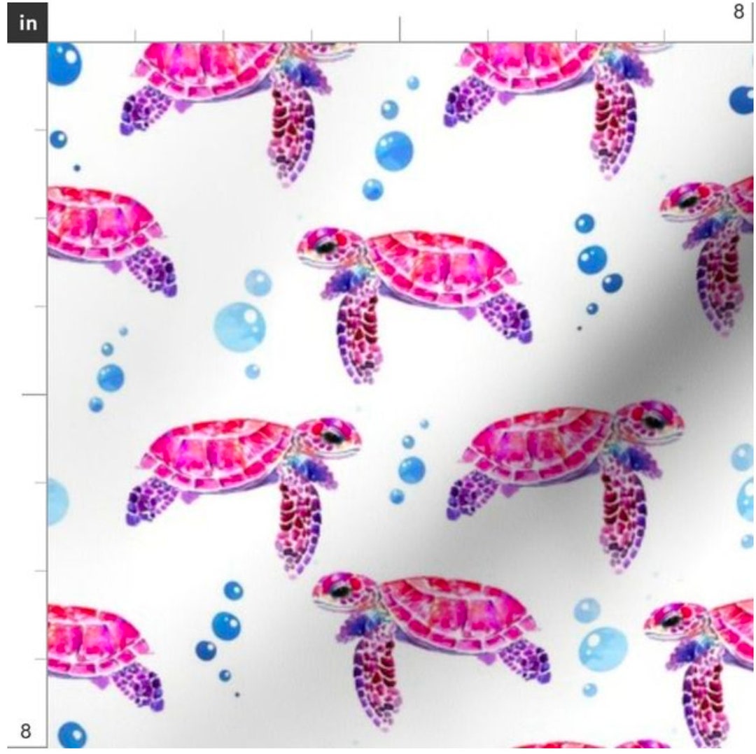 Pink Purple Watercolor Bubbles Turtles Fabric by the Yard Preppy ...