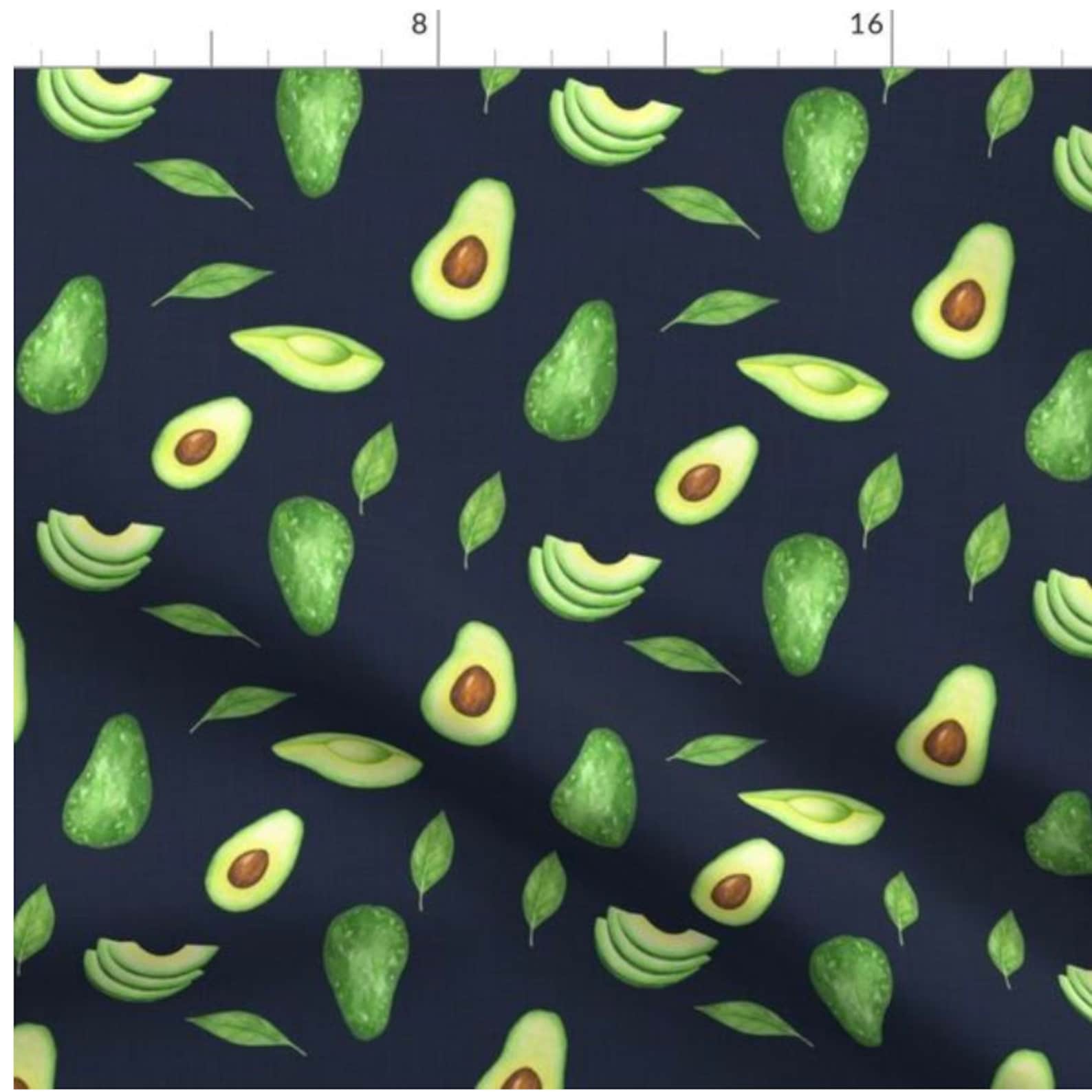 Avocados on Navy Linen Fabric By The Yard Cinco De Mayo | Etsy