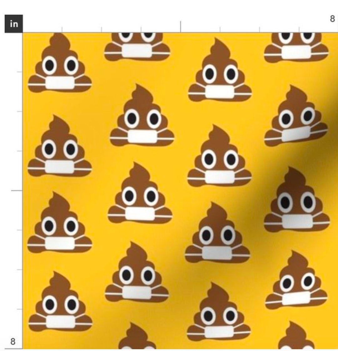 Mask Wearing Poop Emoji Fabric by the Yard Funny Poopie Emojis Pile of ...