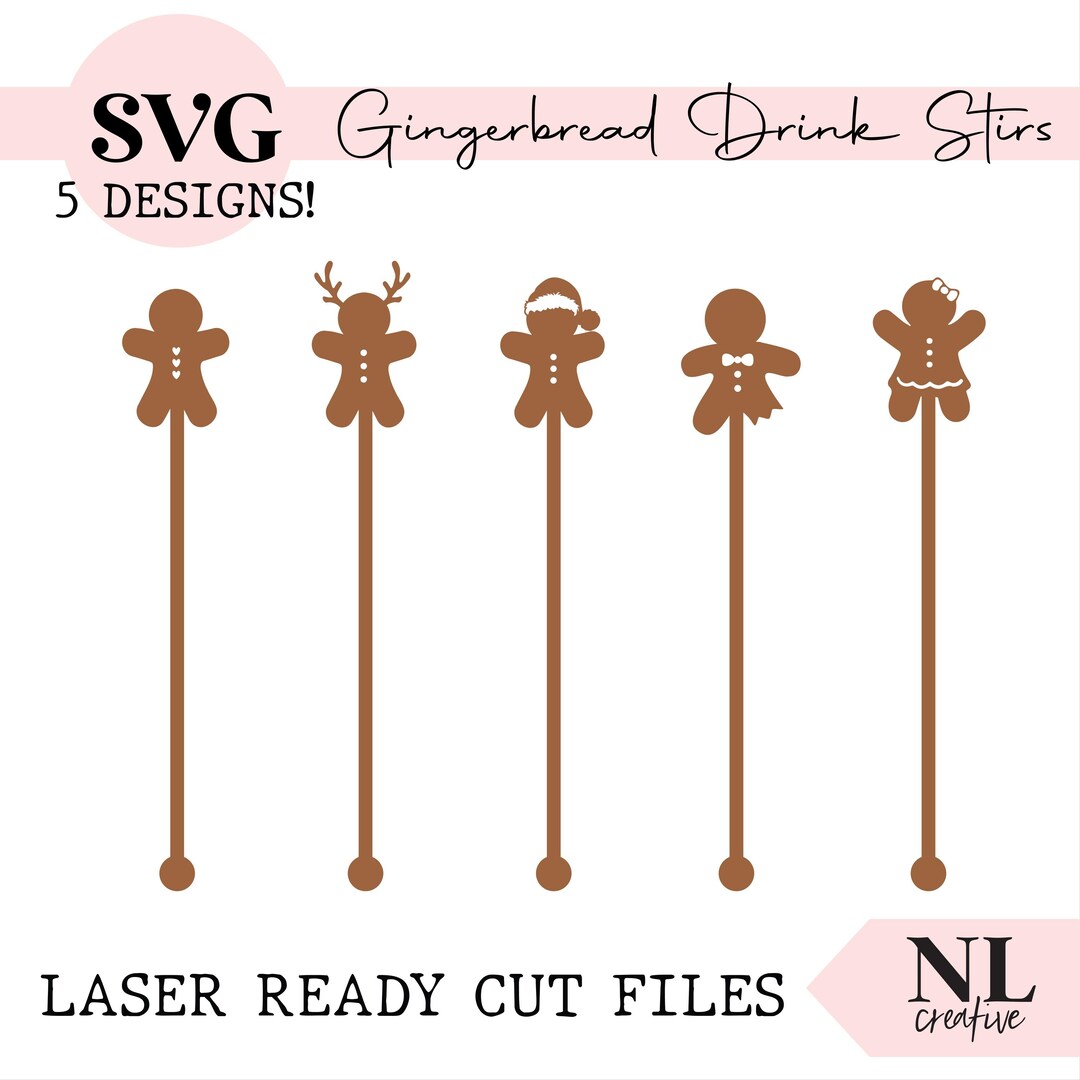 Gingerbread Drink Stirs SVG | Swizzle Sticks | Laser Ready Cut Files - Etsy