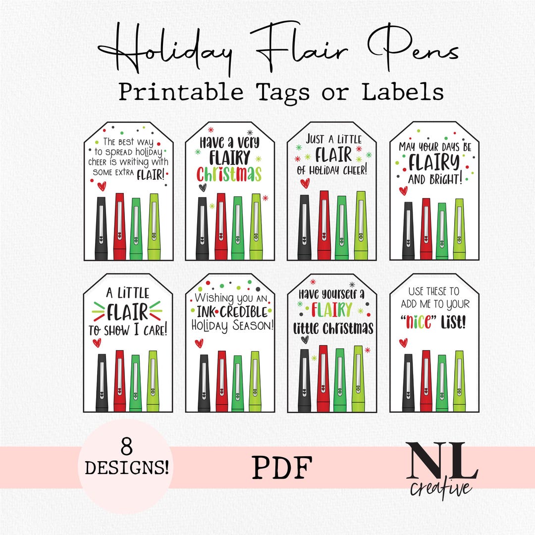 Flair Pen Christmas Gift Tags | Teacher, Staff, Coworker | Instant ...