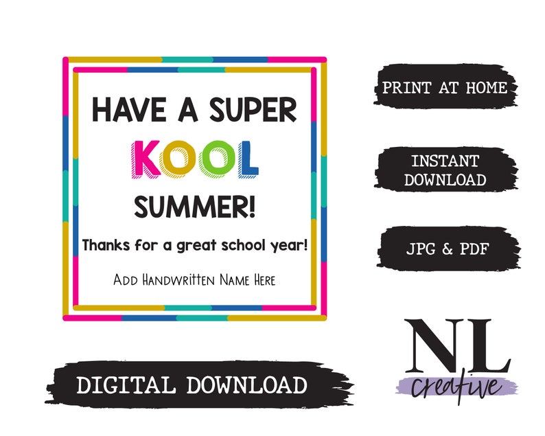 Teacher End of Year Kool Aid Label Student Gift Tag Instant Download ...