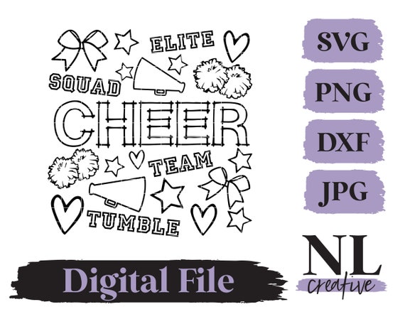 Cheer Coloring Doodle SVG Cricut Silhouette Sublimation | Etsy